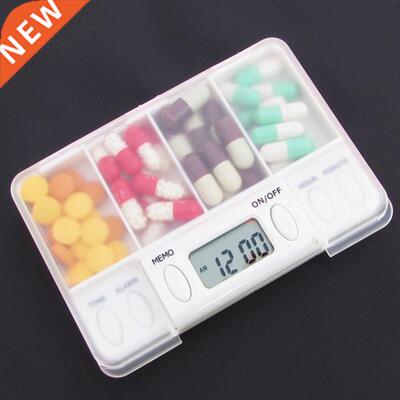 4 Grid Pill Box Medicine orage Box Electronic Timing Remin