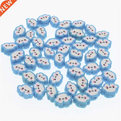 30/50/100Pcs Cartoon Clouds Smile Face Clay Spacer Beads Pol