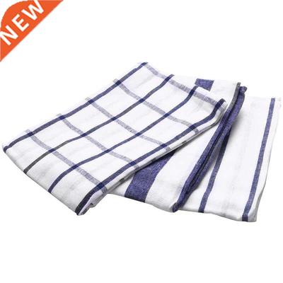 3Piece High Quality Blue White Plaid Striped Tea Towel