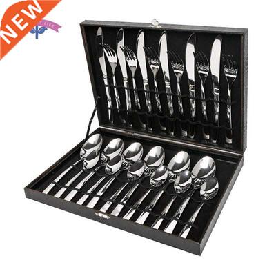 24PCS Silverware Tableware Cutlery Set Box 18/10 Stainless S