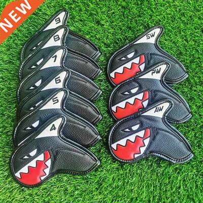 9Pcs PU Golf Iron Protection Cover Shark Golf Club Headcover