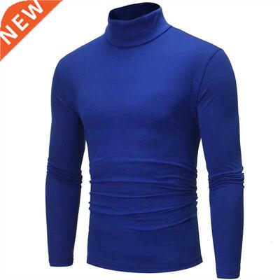 Men's Solid Color Turtleneck T-Shirt For Mle utumn Spring