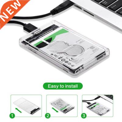 Plastic Transparent HDD SSD Case 2.5 inch SATA 3 to USB Hard