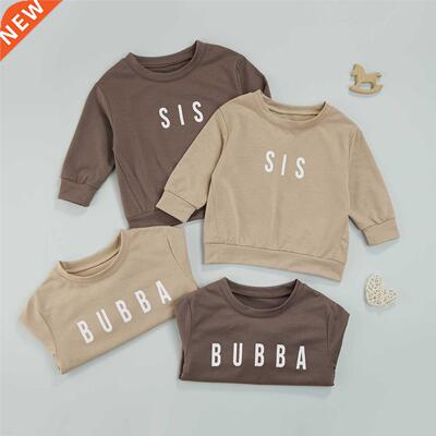 1-6Y Autumn Toddler Kids Boys Girls Clothes Solid Letter Pri