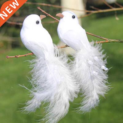 Decoratve Fake Doves Whte Artfcal Foam Feather Weddng