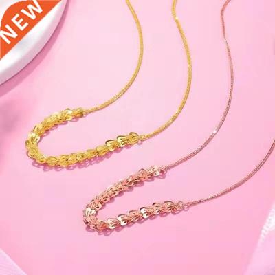 POFUNUO Real 18K Gold Necklace Pure AU750 Phoenix Tail Chai