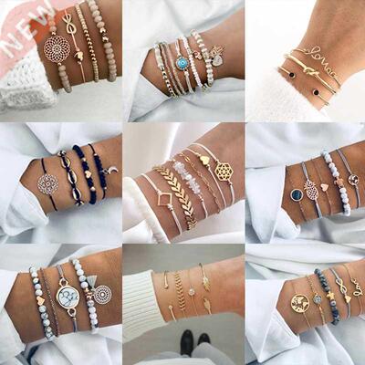 Tocona Bohemian Natural Stone Bead Bracelet Set for Women Lu