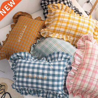 Embroidered plaid pillowcase, 100% cotton, 48x741cm