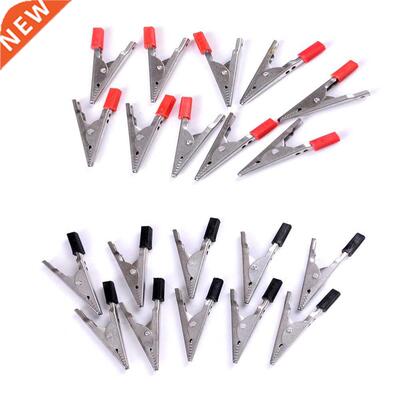 10pcs Red Metal Insulated Alligator Clips ClampHandle Croco