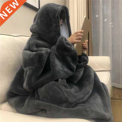 Winter Women Hoodies Warm Fleece Pocket TV Blanket with Slee