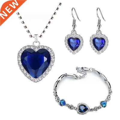 Titanic Heart of Ocean Necklaces for Women Peach Heart Blue