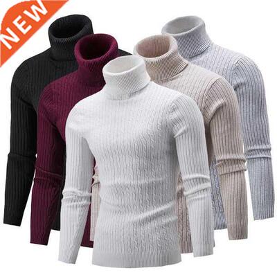 Men's Turtleneck Sweater Autumn Winter Solid Long Sl