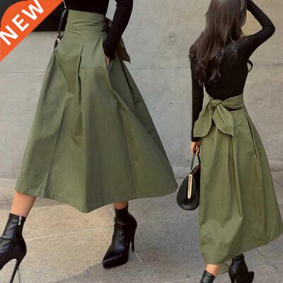 shintimes Skirts Womens Korean Fashion Solid Color Big Swing