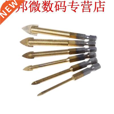 6 Pcs Titanium Plated Triangle Glass Drill Tungsten Steel Ti