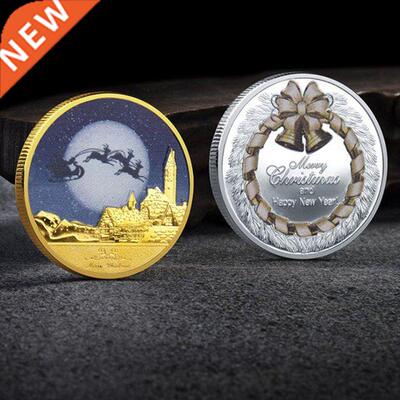 New Merry Christmas Snowman Deer Gold/Silver Commemorative C