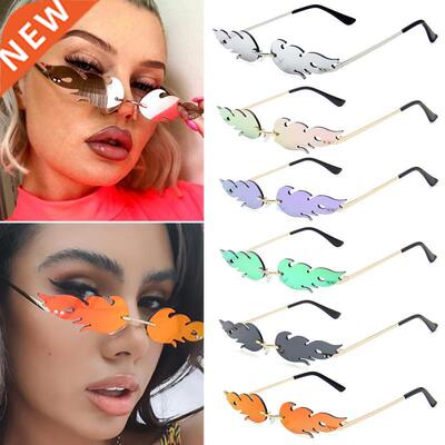 Summer Flame Sunglasses Women Rimless Wave Eyewear Running S