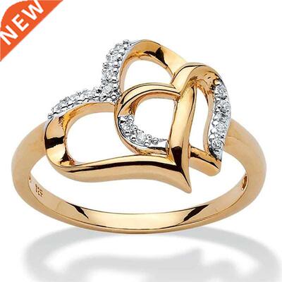 fashon cate Double Heart Fnger Rng For Women CZ Zrcona