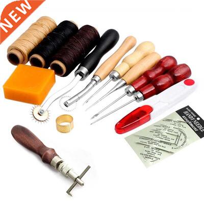 14Pcs Set Leather Craft Hand Stitching Sewing Tool Thread Aw