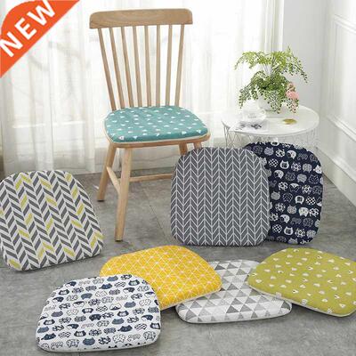 Nordic Print Sponge Dining Chair Cushion Cotton Hemp Non-Sli