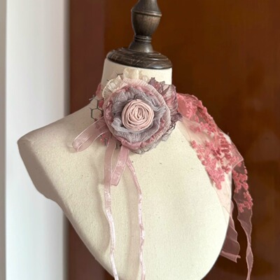 原创项链玫瑰颈带choker复古百搭