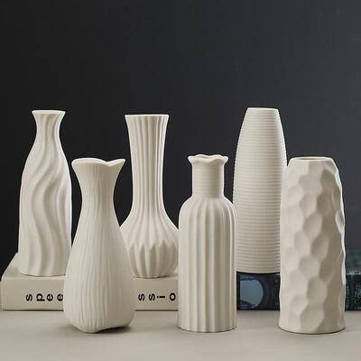 White Ceramic Vase Home Decor table decorative flower pot