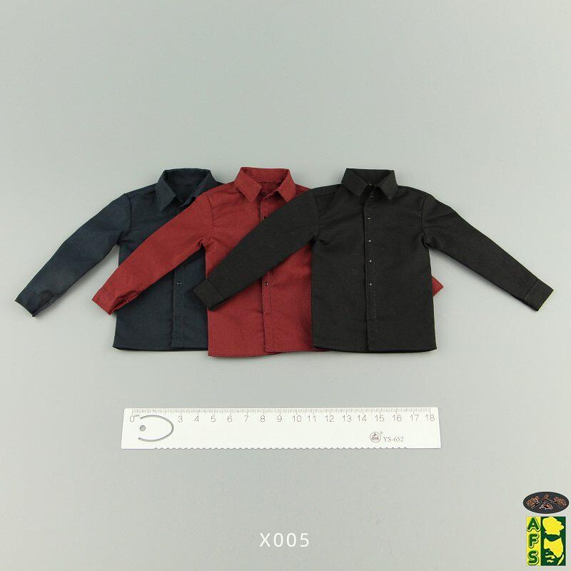 AFS型人坊 1/6兵人潮流人偶散件 X005 男款正装衬衫黑蓝红色 现货