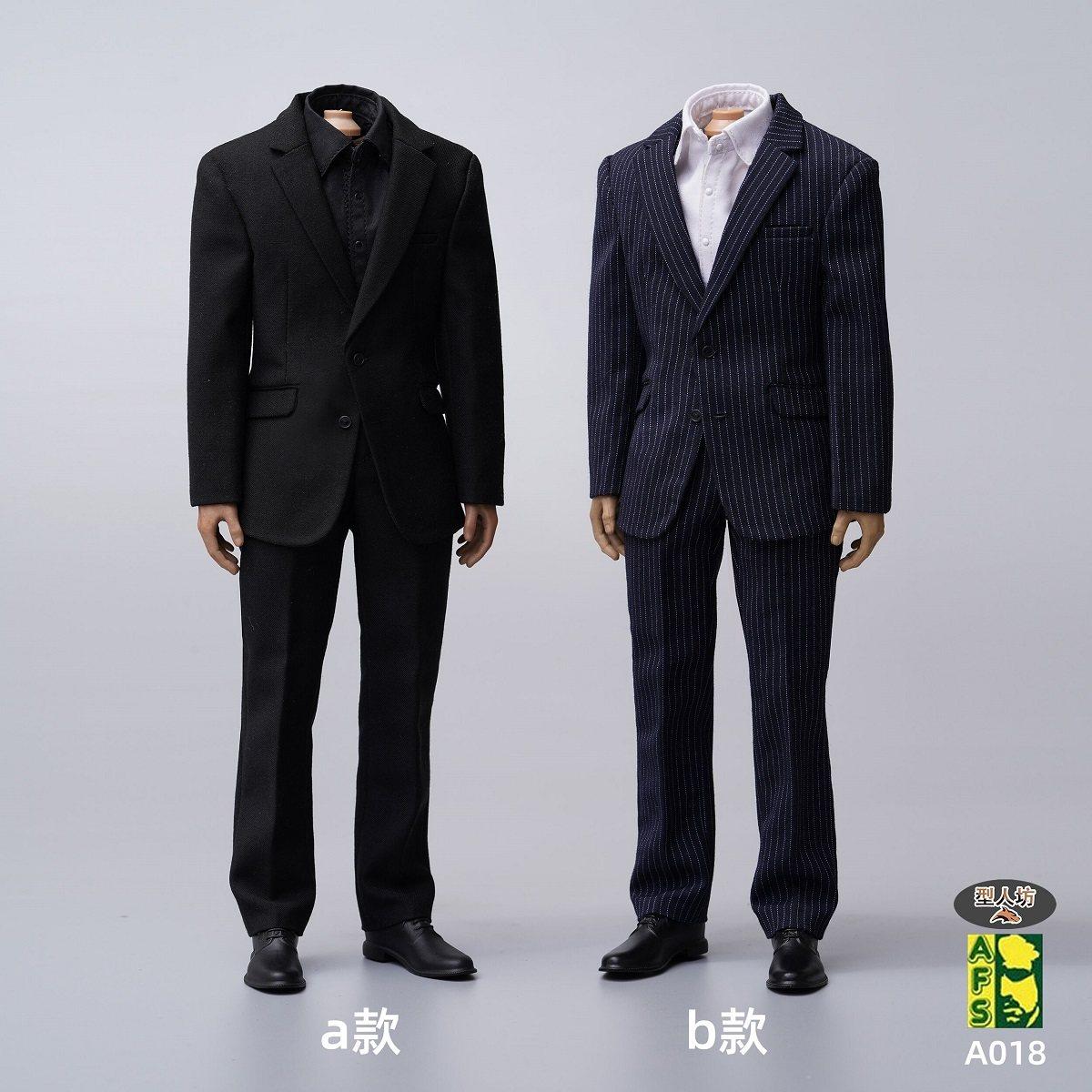 AFS型人坊 A018 1/6可动兵人 男休闲西装西服套装 黑色/条纹 现货