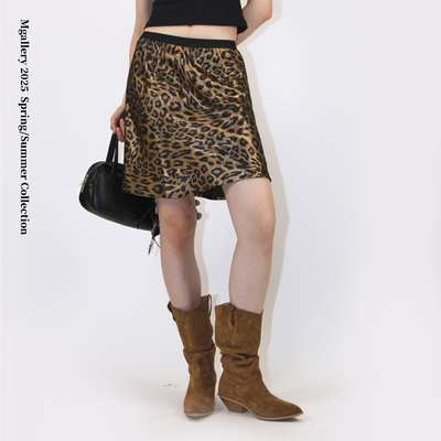 Mgallery豹纹百搭时尚街头酷飒A字松紧腰防走光辣妹半身裙短裙