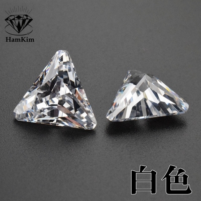 3A白色三角形3X3-10X10mm倒角宝石裸石锆石 尖底钻戒指耳钉未镶嵌