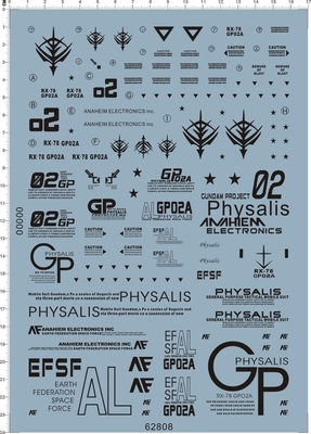 62808-10E21/22 PG RX-78 GP02A gd水贴纸2