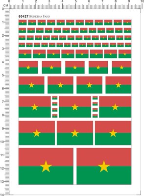60427-p6 布基纳法索 Burkina Faso 国旗水贴纸 (需自行裁剪)现货
