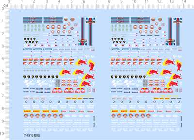 74313 1/64 模型车水贴法拉利马天尼m3m4gulf整版水贴五月保时捷