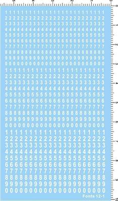 fonts 12-1   Arial Narrow 阿拉伯数字水贴纸