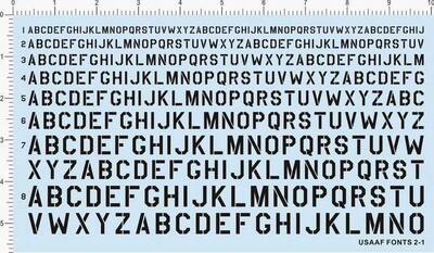 USSAAF FONTS 2-1-A5609/10美国美军英文字母水贴纸1