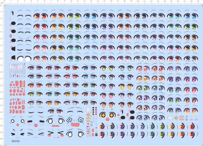 80358整版胶GSC 娃娃手办公仔 眼睛水贴 腮红 创可贴 愤怒 表现货
