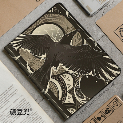 老鹰暗黑艺术ipad10.2适用air45第十代10.9保护套matepad pro11笔槽mini5/6小米5pro12.9荣耀V8壳OPPOPAD皮套