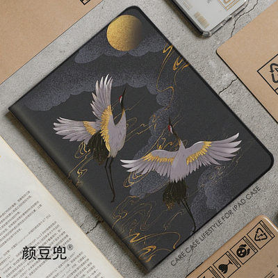 仙鹤高级商务古典ipad10.2适用air4/5 10.9保护套matepad pro12.9 Air3笔槽mini5/6小米56pro11荣耀V8p华为M6
