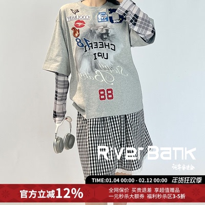 CHEERiUPi小狗打哈欠长袖T恤女