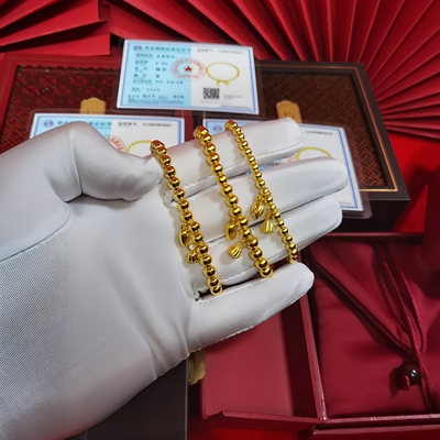 老铺古法黄金包银两世欢莲蓬手串女莲花黄金手链送女友七夕节礼物