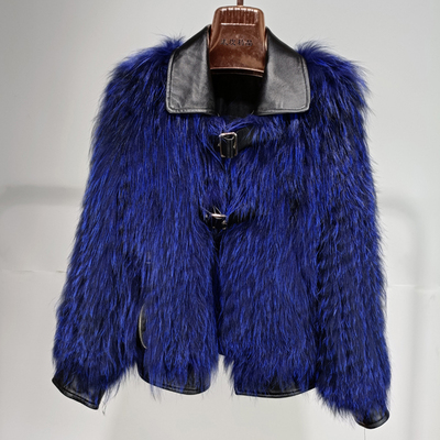 银狐狸毛车条纯手工编织皮草外套