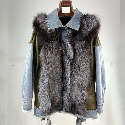 美利奴羊毛皮毛一体狐狸皮草外套