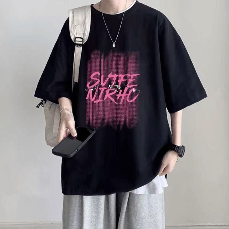 特大码300斤100%纯棉美式潮牌短袖T恤男宽松休闲半袖夏季百搭上衣