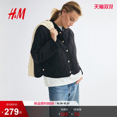 HM女装棉衣THERMOLITE®绗缝外套时尚菱格纹棉服气质上衣1355453