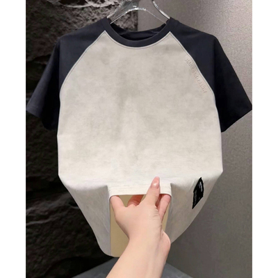 夏季男生t恤短袖拼色设计感