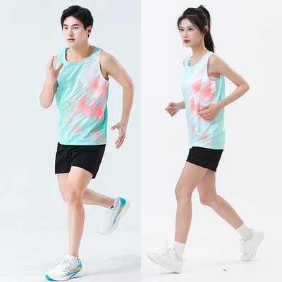 田径服套装体育生训练服男短跑运动服跑步背心比赛队服定制三分裤