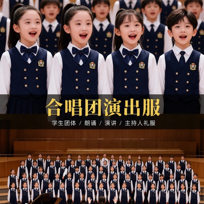 儿童合唱演出服中小学生班服朗诵演讲比赛表演服学院风主持人礼服
