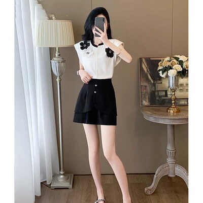 小个子短袖短裤时尚套装2025新款女洋气减龄小香风两件套D2385