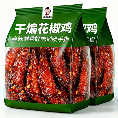 滇二娃干煸花椒鸡翅尖香麻辣清真休闲即食解馋卤味零食小吃熟食