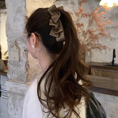 韩系黑色蝴蝶结香蕉夹女2025简约高级感后脑勺大号抓夹马尾夹发饰