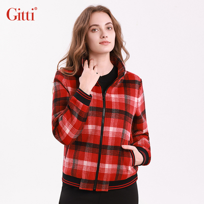 格纹立领羊毛外套女保暖舒适呢子